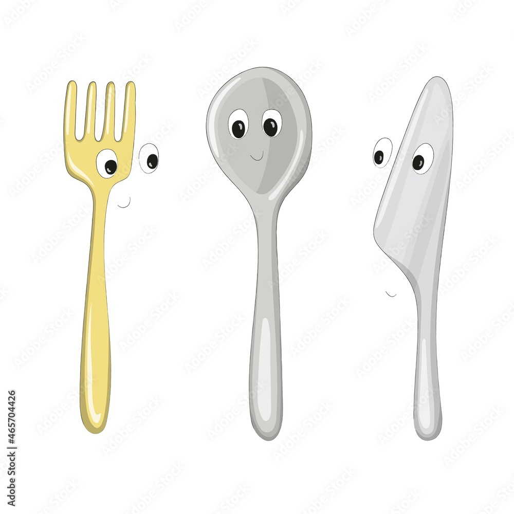 Nice cartoon cutlery that looks like kind characters. Picture for the ...