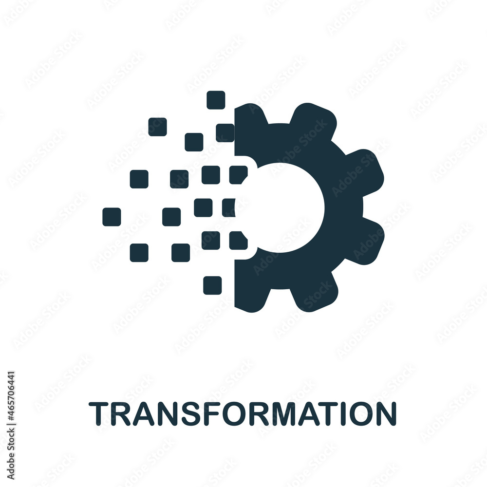 Transformation icon. Monochrome sign from production management ...