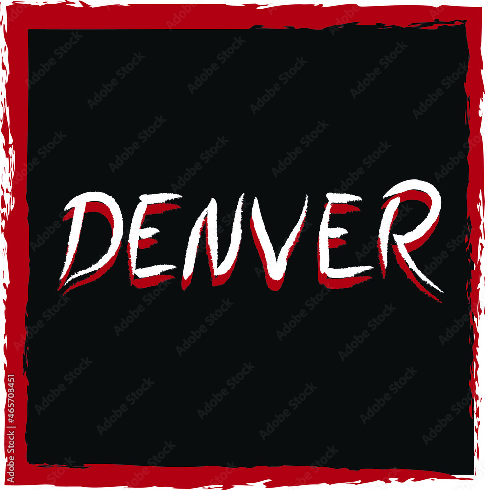 City name Denver hand lettering, white letters on the black background ...
