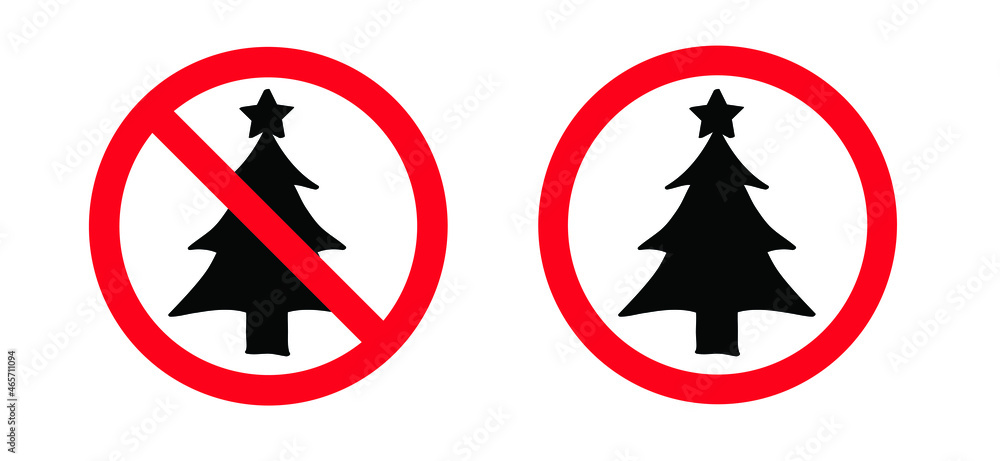 No Christmas trees is forbidden. Vector cartoon icon oer pictogram ...