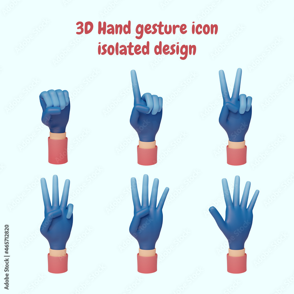 3d hand gesture collection icon with isolated transparent background ...