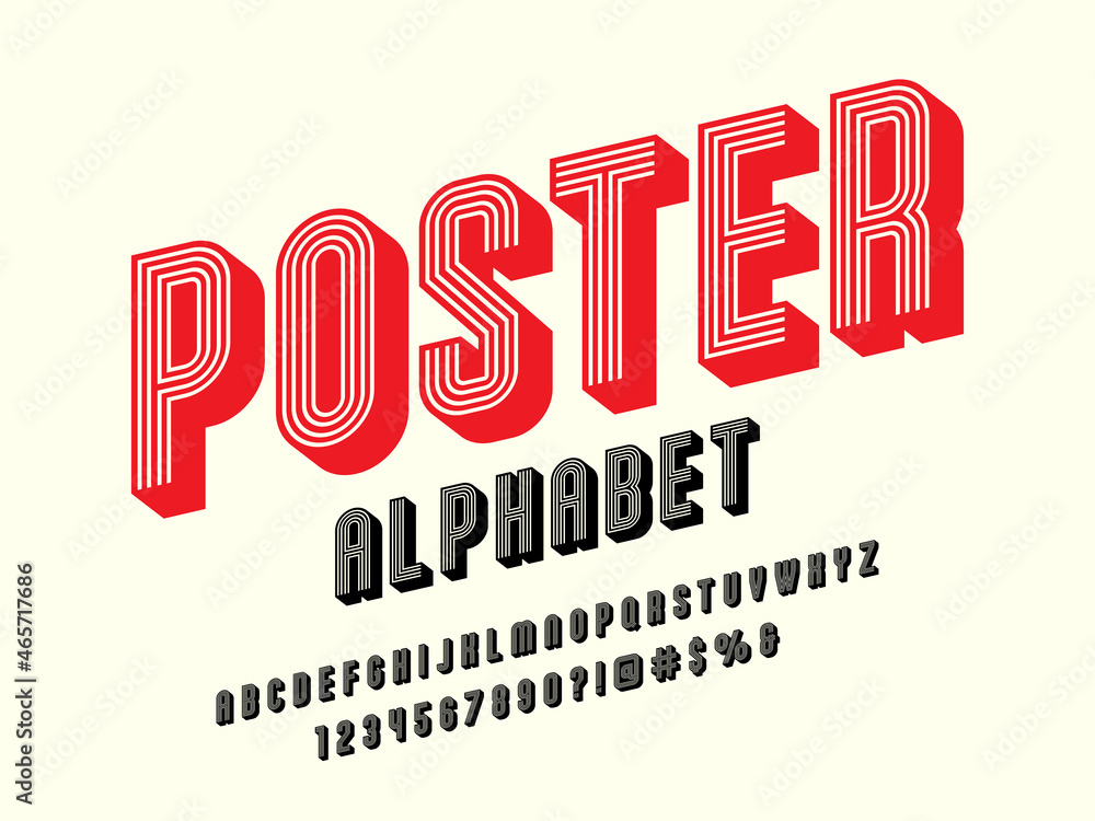 Modern stylized alphabet design with uppercase, numbers and symbol ...