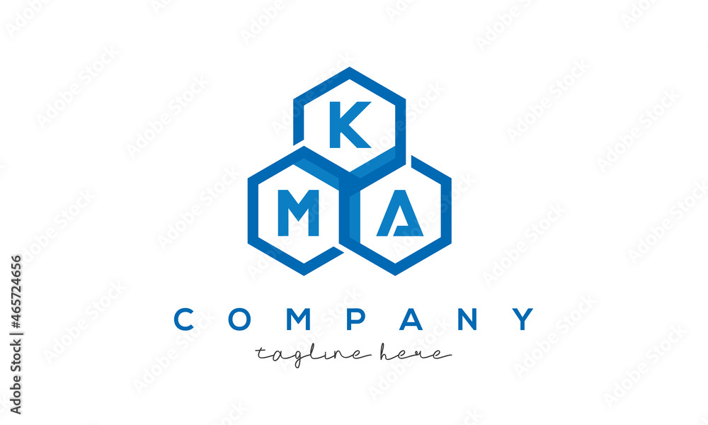 KMA letters design logo with three polygon hexagon logo vector template ...