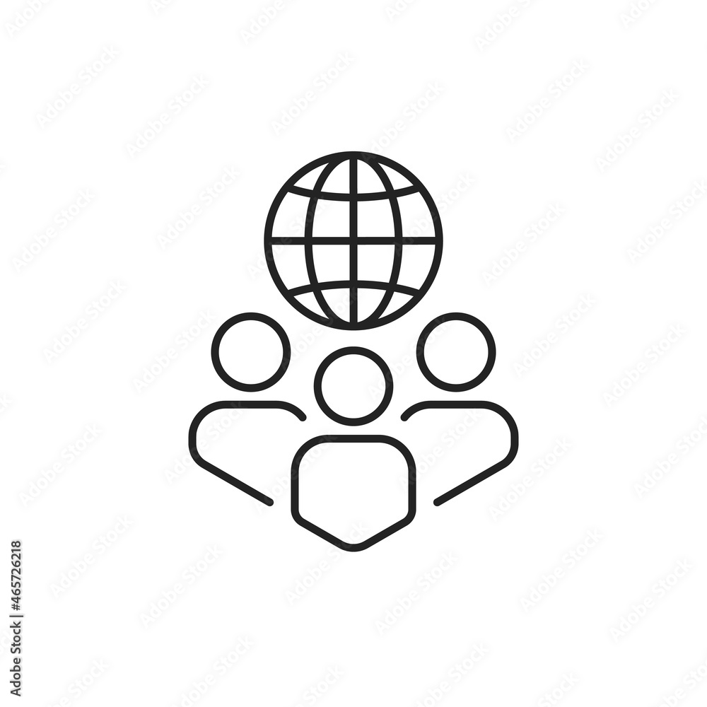 thin line global governance icon like people with globe Stock Vector ...