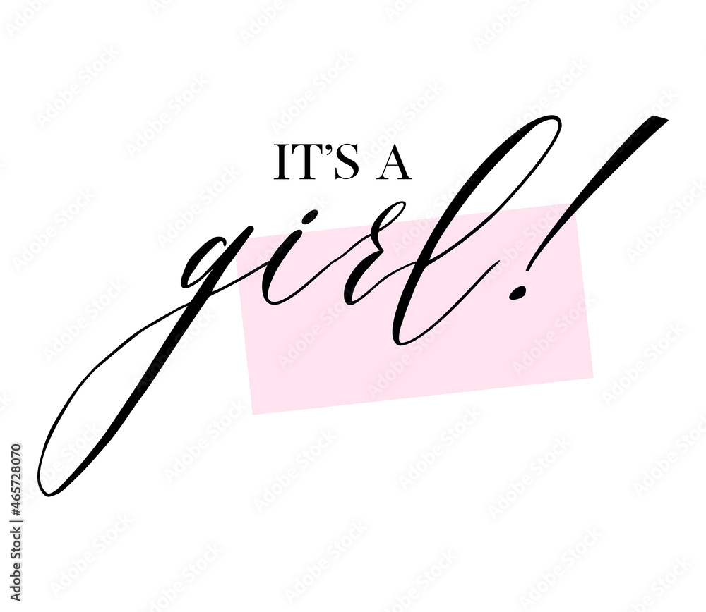 It's a Girl! Gender reveal party vector lettering design Stock Vector ...