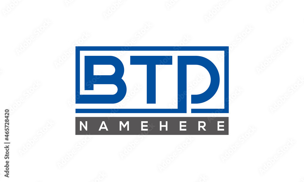 BTD Letters Logo With Rectangle Logo Vector Stock Vector | Adobe Stock