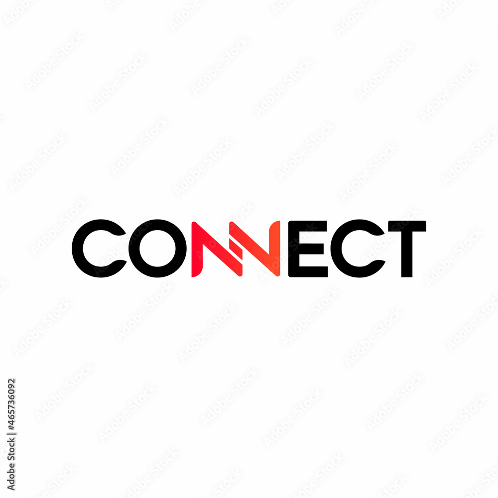 Connect Black and Red Orange Uppercase Logo Design Template Elements ...