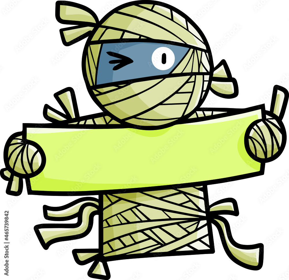 Cute mummy cartoon holding blank paper Stock Vector | Adobe Stock