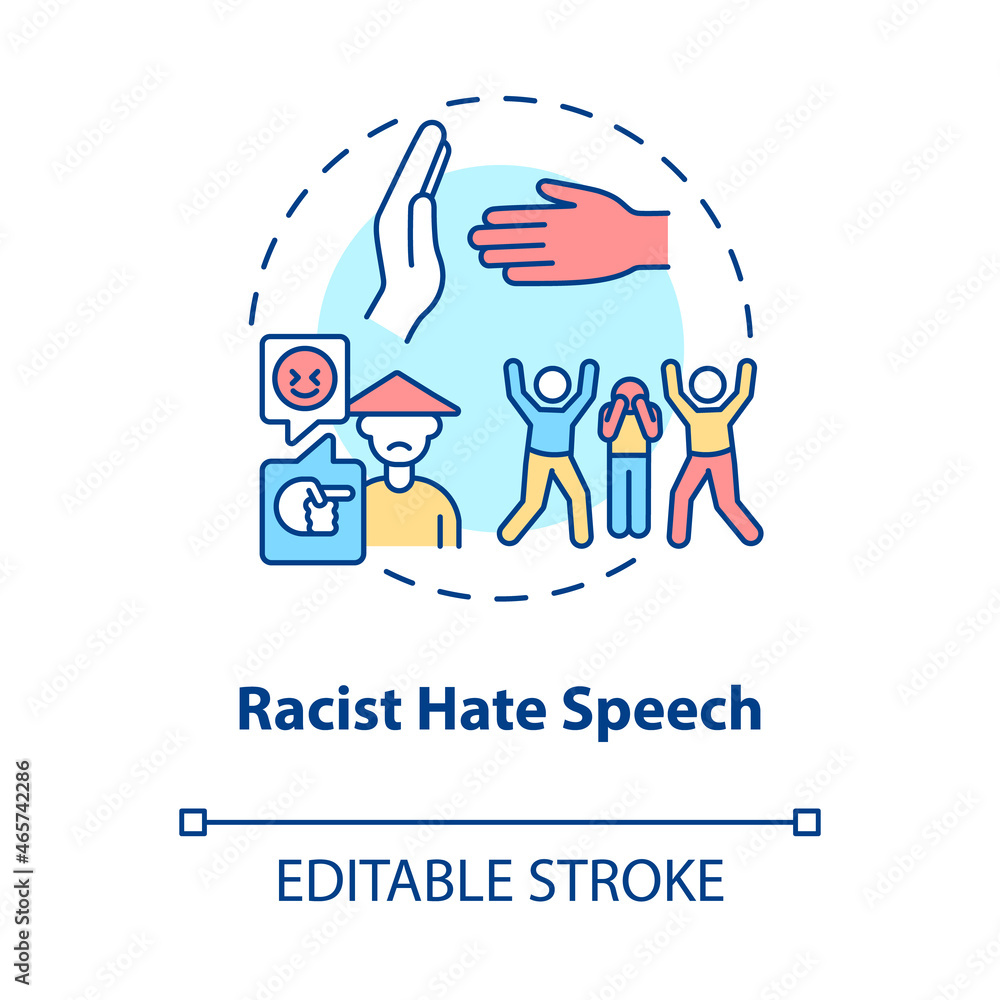 Racist hate speech concept icon. Human rights violation abstract idea ...