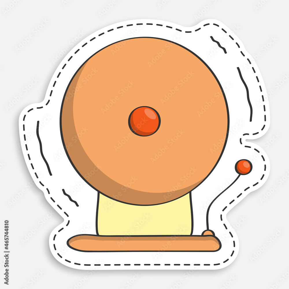 cartoon icon of doodle Sound alarm school wall bell. Sound notification ...