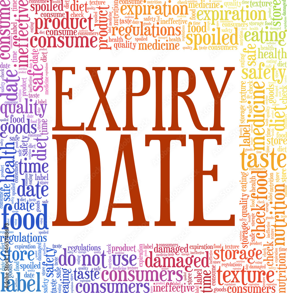 Expiry Date vector illustration word cloud isolated on white background ...