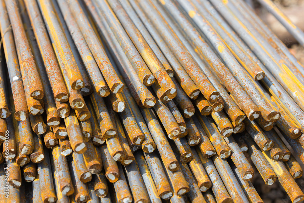 Steel bars used in construction, Steel bars close- up background Stock ...