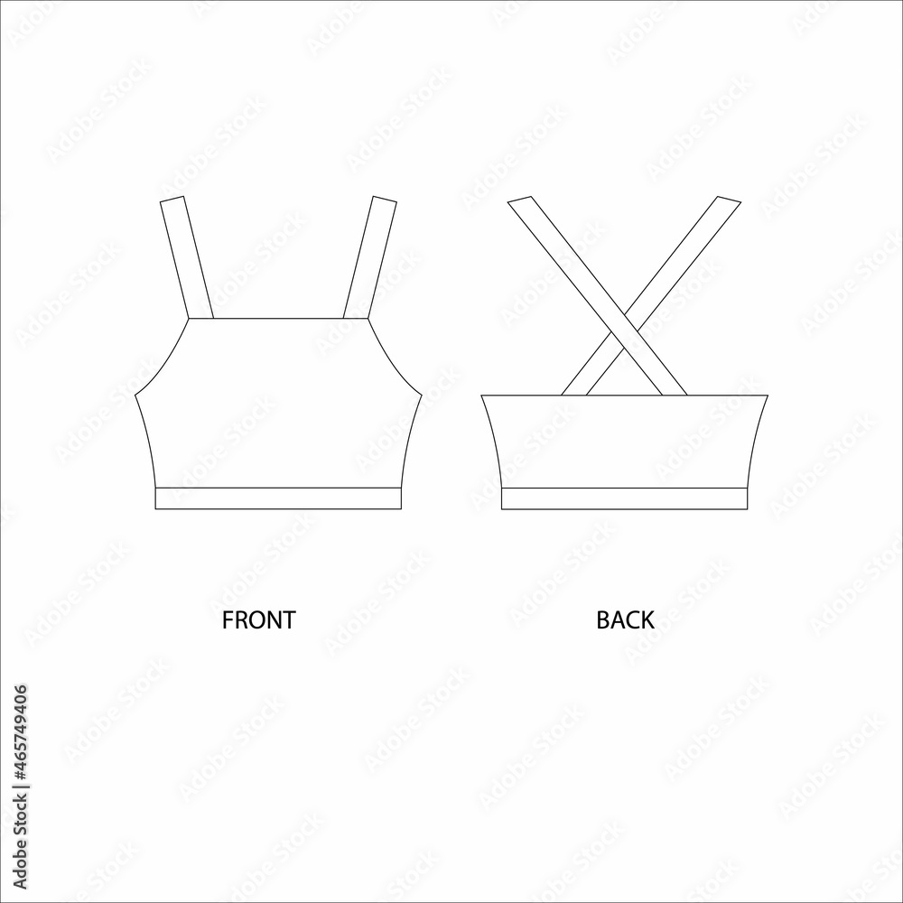 Vector illustration of a crop top. Cropped top with crisscross straps ...