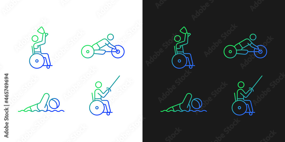 Adaptive contests gradient icons set for dark and light mode. People ...