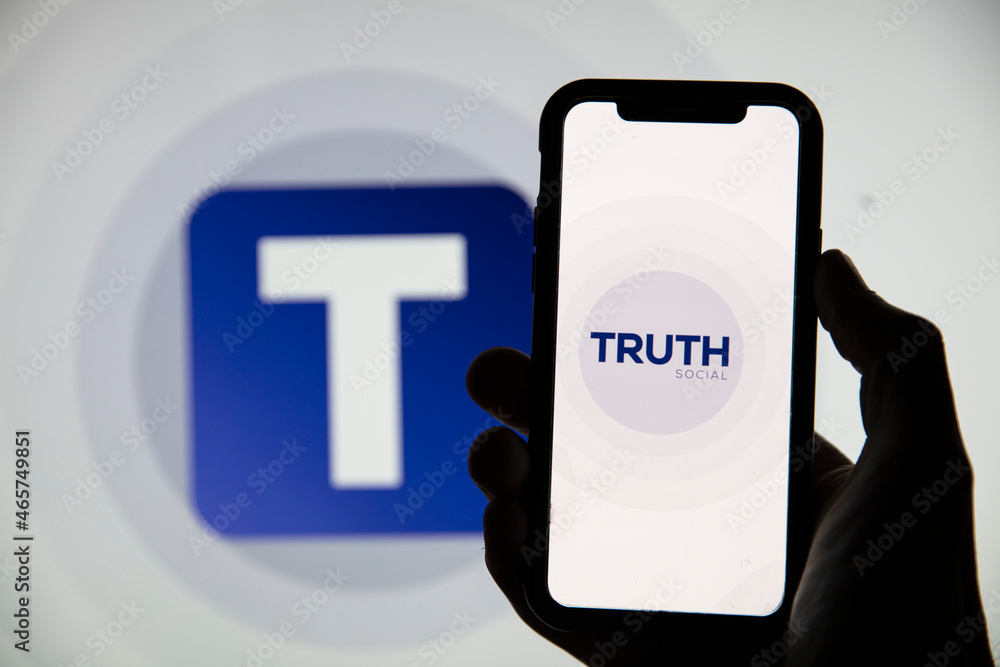 LONDON, UK - May 2021: Truth Social logo, a social network developed by ...