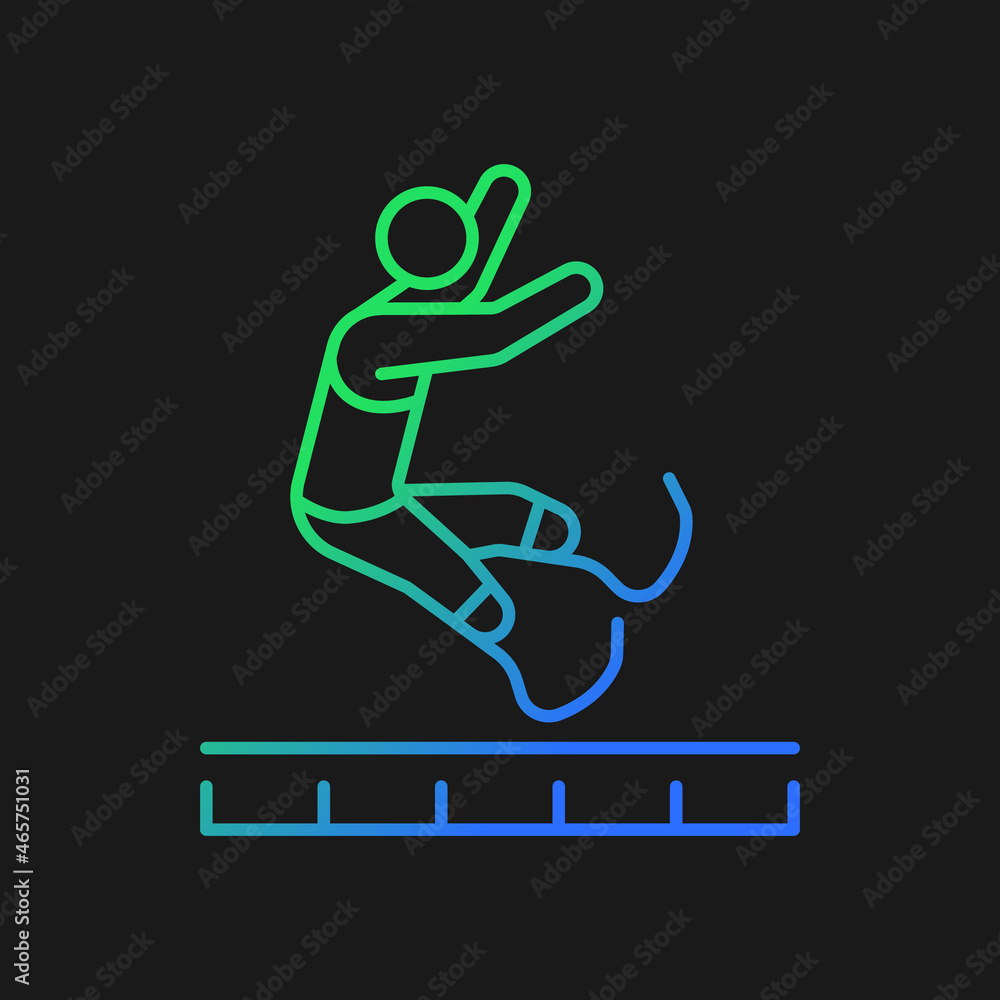 Long jump gradient vector icon for dark theme. Jumping for distance ...