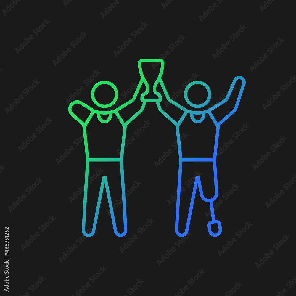 Sportsman with physical disability. gradient vector icon for dark theme ...