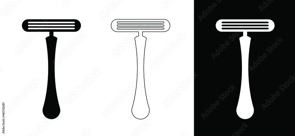 Cartoon shaving razor holder with blade sign. Vector razors icon. For ...