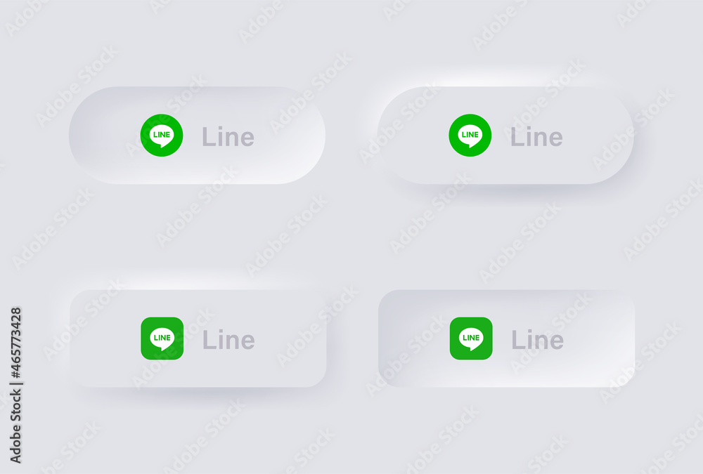 Line logo - line icon in white neumorphism buttons for social media ...