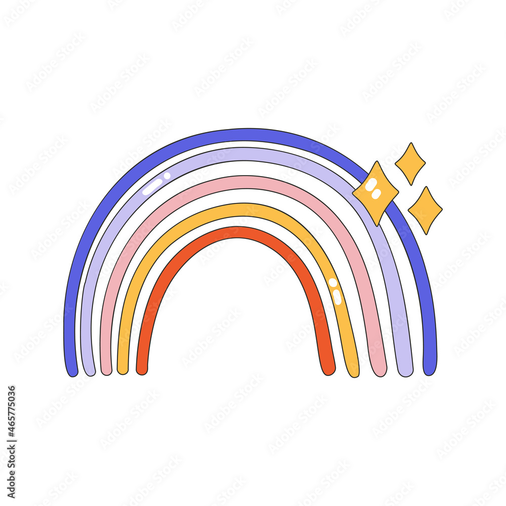 Rainbow icon with stars. Nostalgia for the 2000 years. Y2k style ...