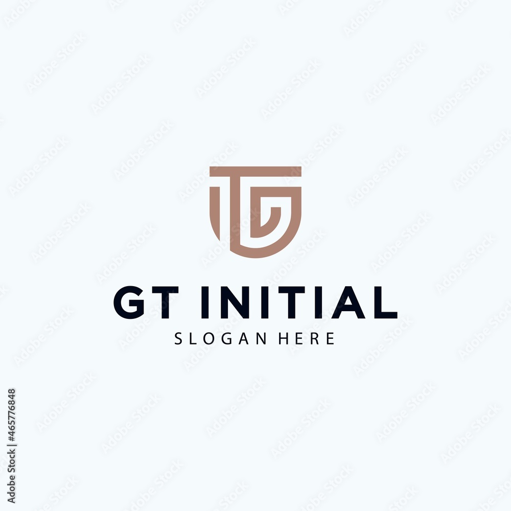 Gt minimalistic art logo initial letter, gt logo with protection ...