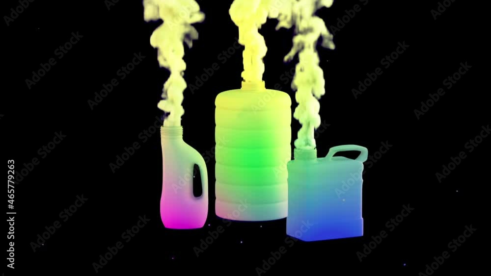 Household industrial bottles produce Toxic pollution smoke. Misleading ...