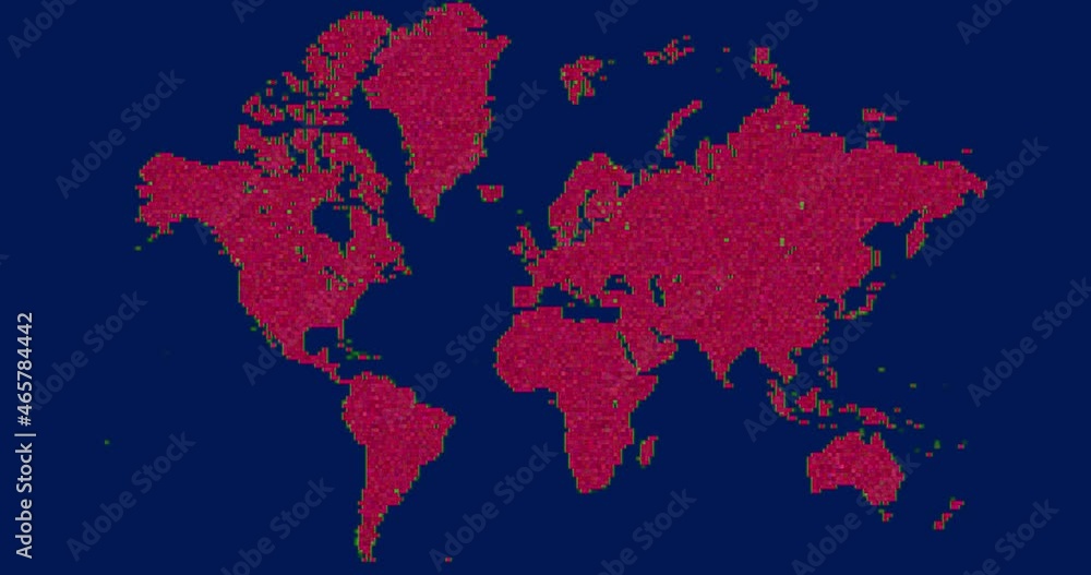 World Map with noise digital effect. Earth map with technology noise ...