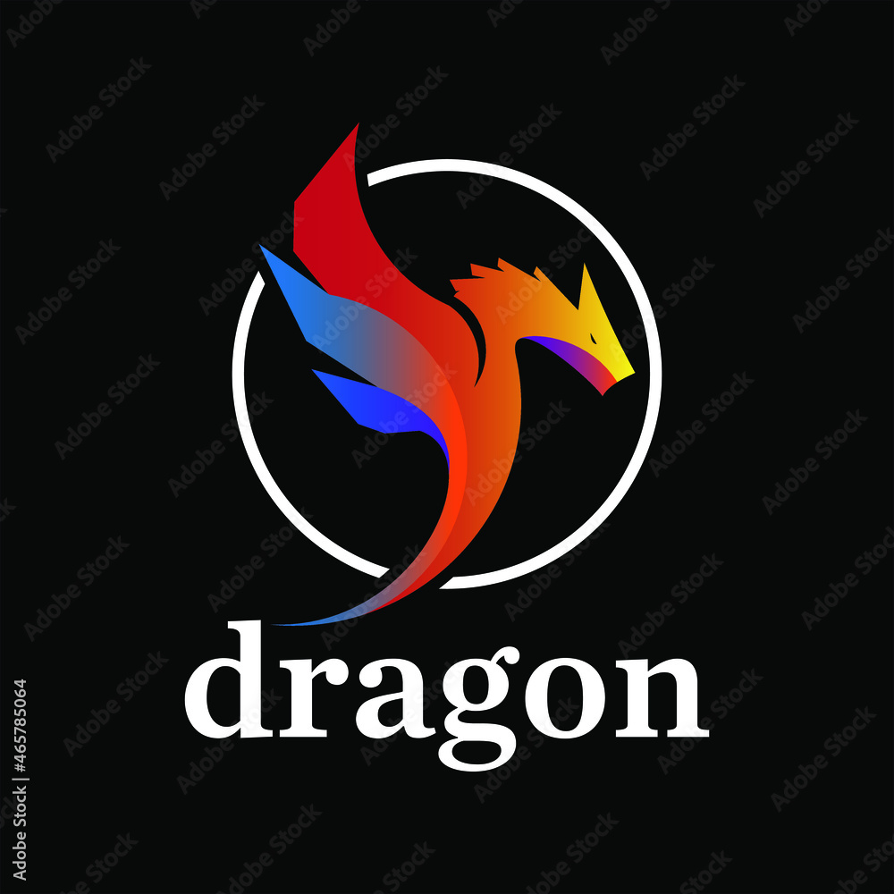 Modern dragon logo abstract shape graphic design animal element ...