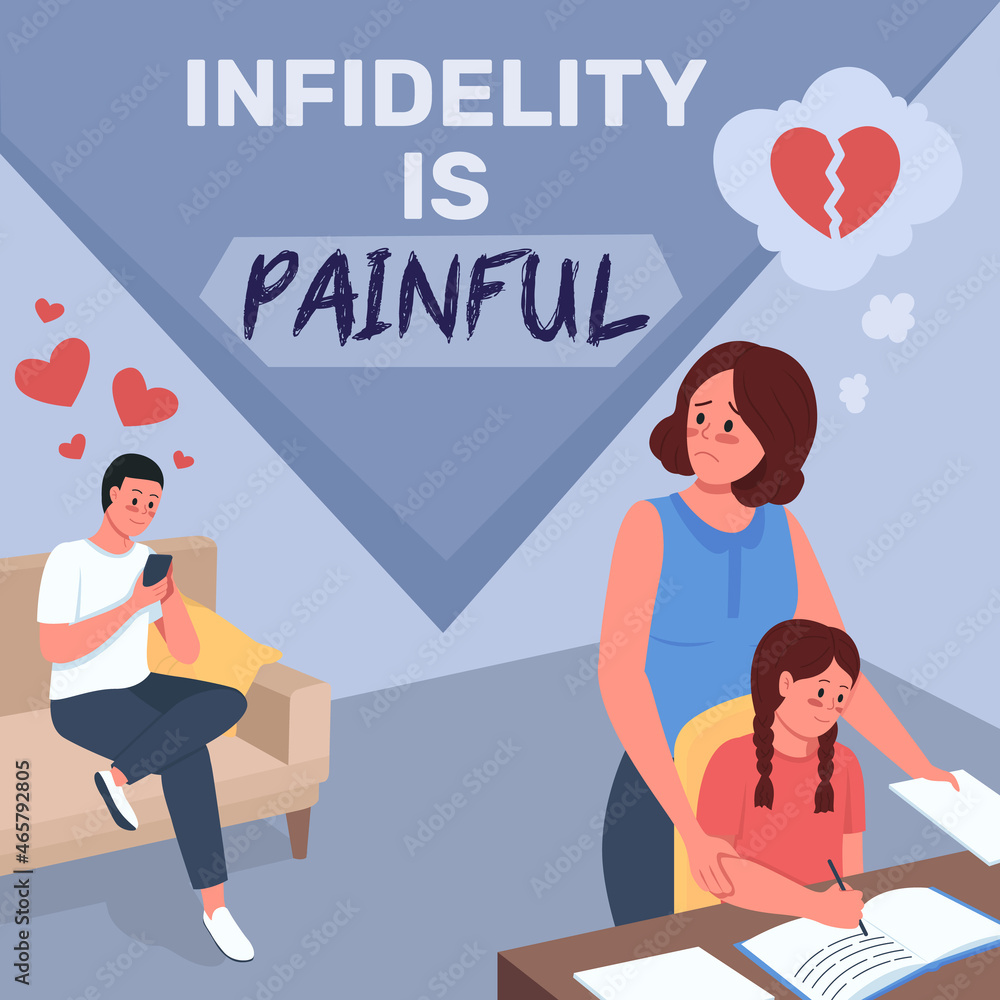 Problem in marriage social media post mockup. Infidelity is painful ...