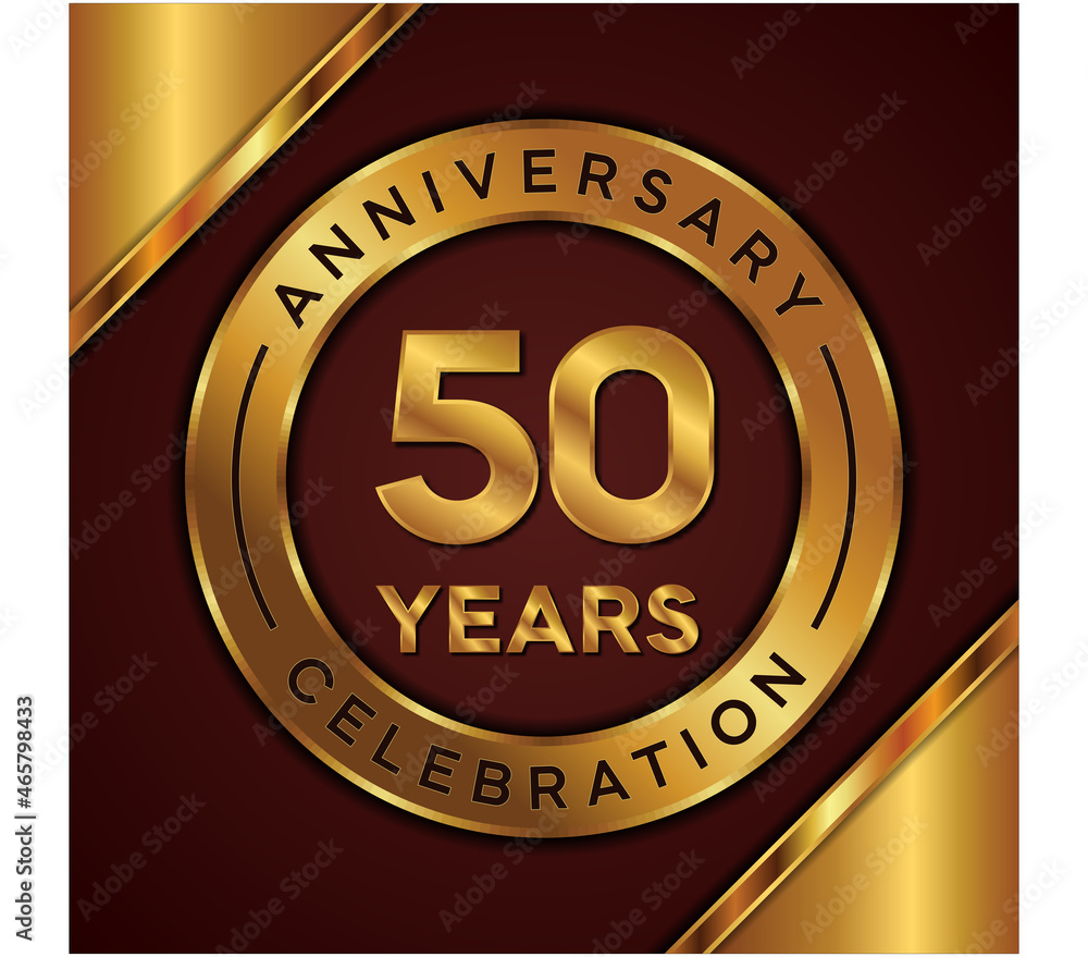 50 years anniversary celebration, vector design with gold color on ...