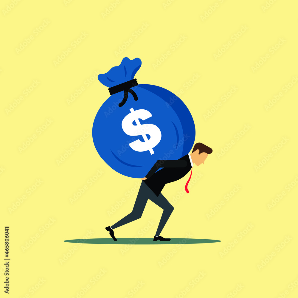 Money bag. Business man carrying money bag. Stock Vector | Adobe Stock