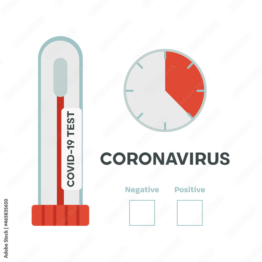 Infographic of rapid test for coronavirus COVID-19. Test tube for rapid ...