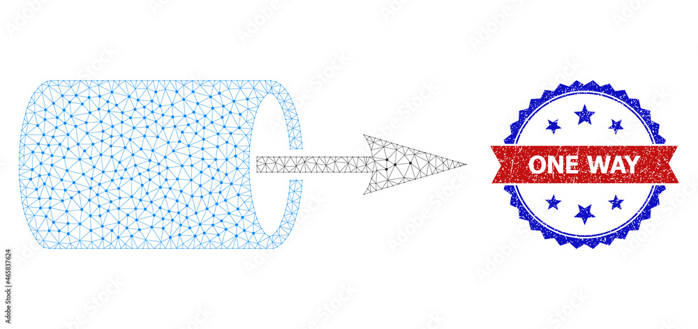One Way scratched seal, and pipe flow direction icon mesh structure ...