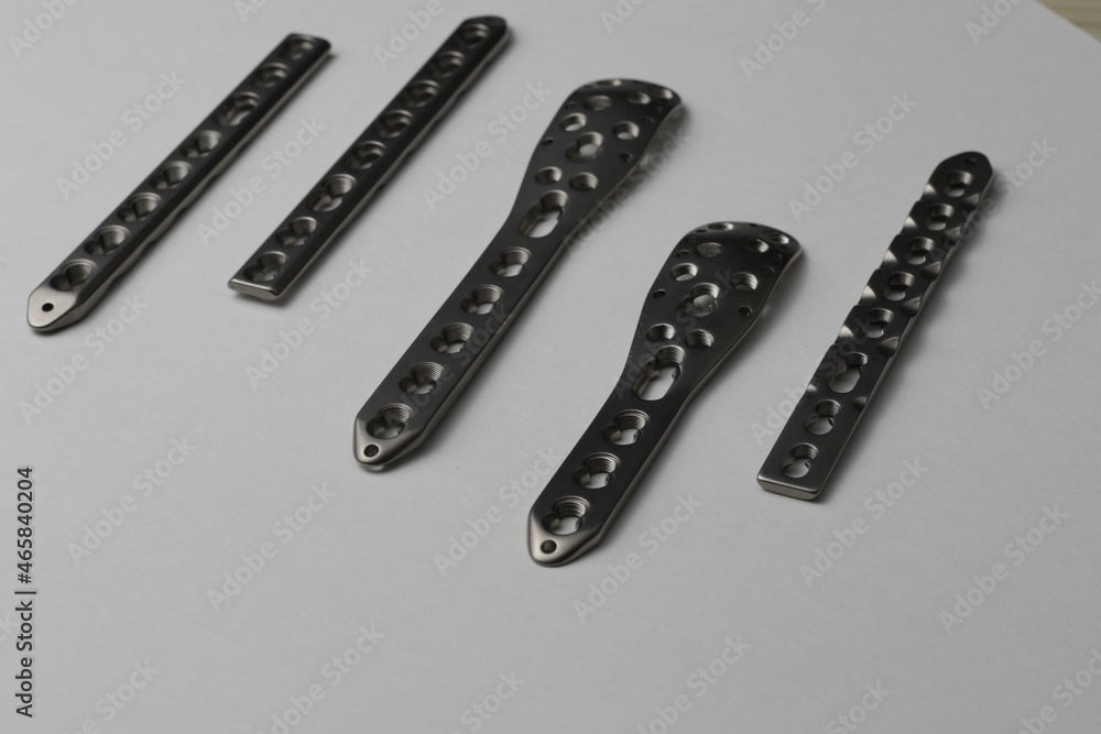 Surgical plates for osteosynthesis in case of bone fractures Stock-Foto ...