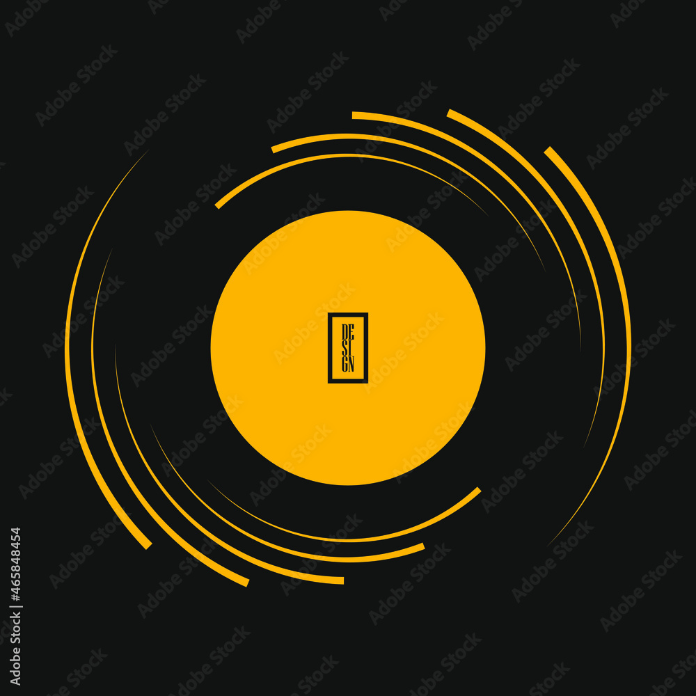 Yellow curved speed lines in spiral form. Geometric art. Trendy design ...