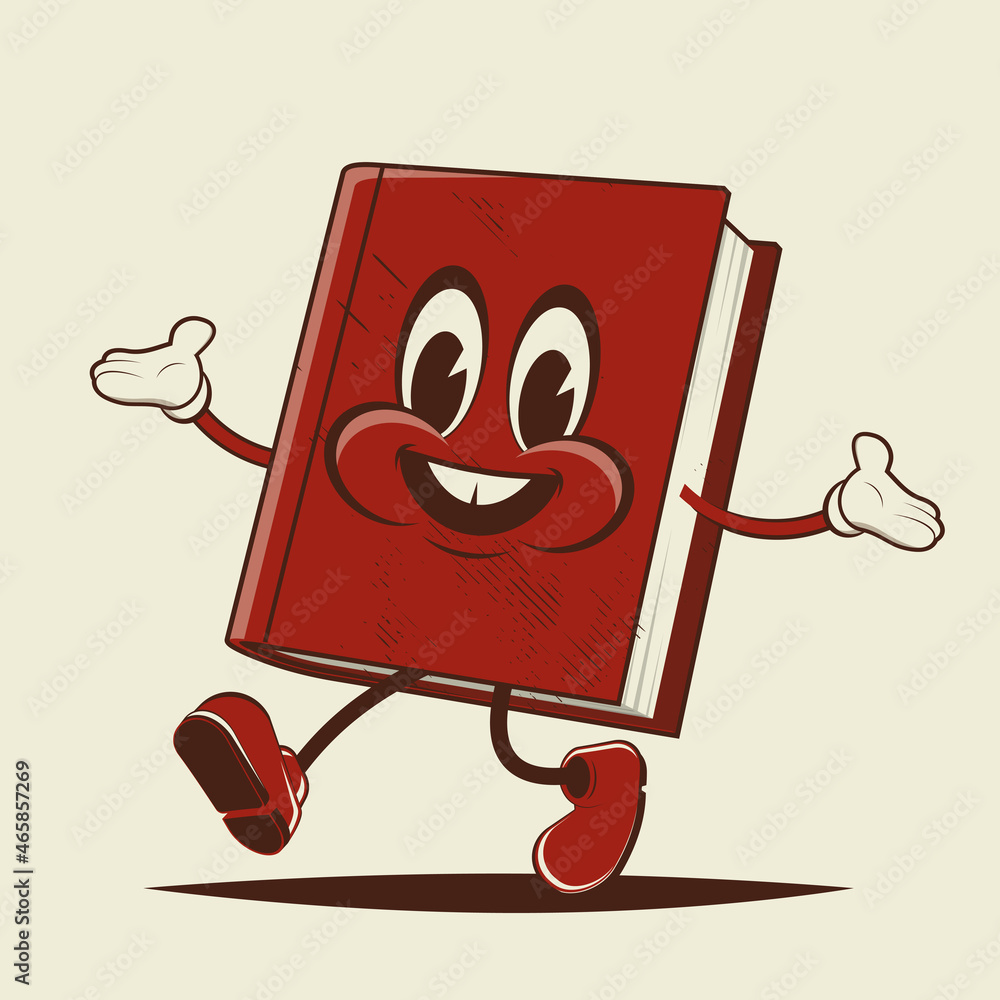 funny cartoon illustration of a happy walking book Stock Vector | Adobe ...