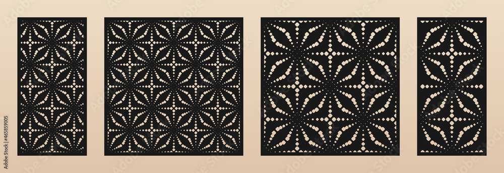 Laser cut panel set. Abstract geometric pattern with circles, halftone ...