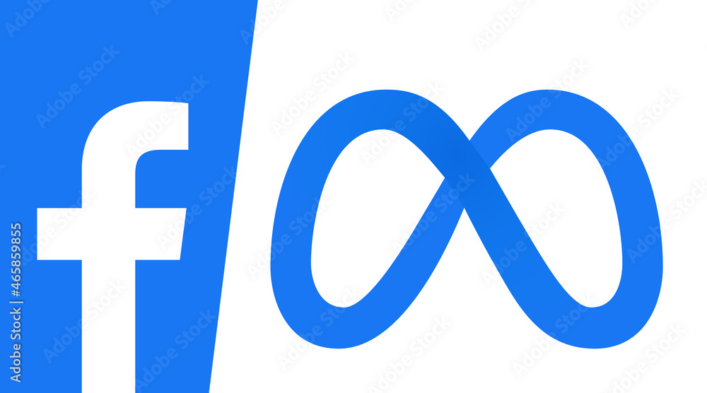 New brand logo of Meta of Facebook Company with old Facebook logotype ...