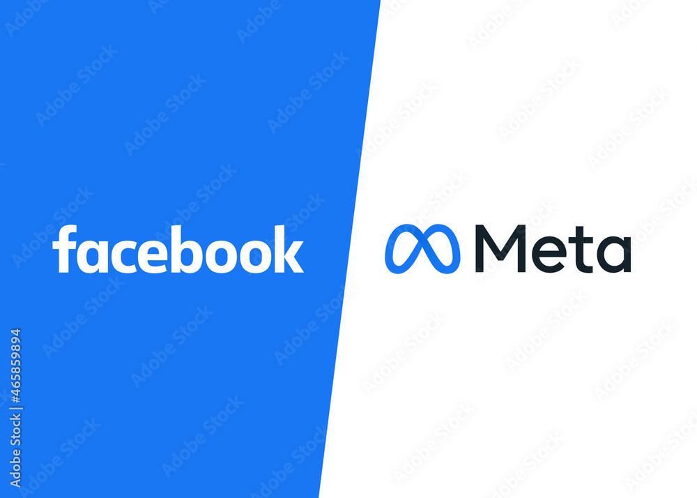 Facebook logotype and new logo with name of company. M. Zuckerberg ...