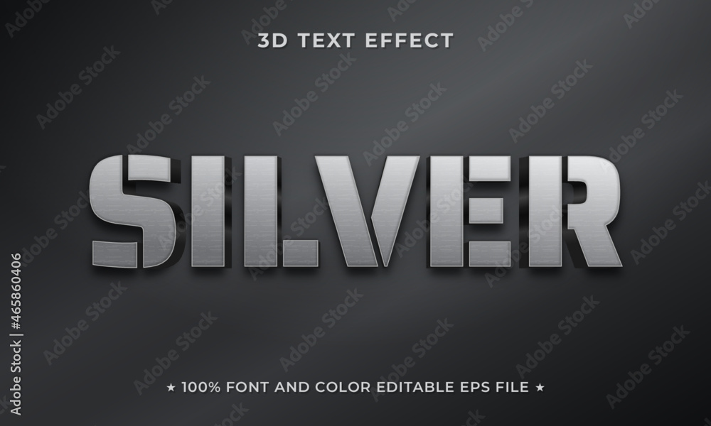 Silver creative 3d style 100% editable dark text effect template design ...