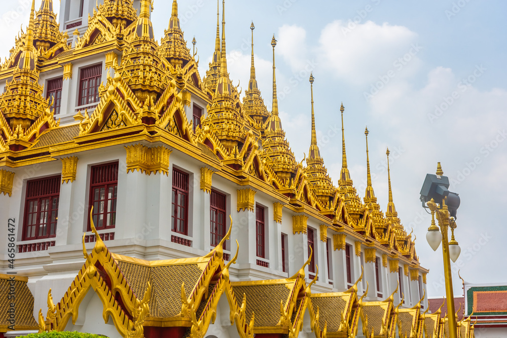 Loha Prasat Temple, also called the "Metal Castle", Bangkok, Thailand ...