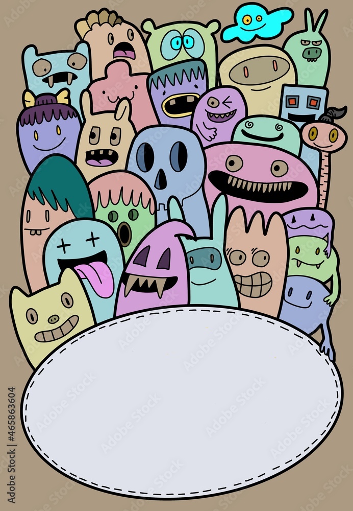 frame Cartoon monsters collection. set of cartoon monsters group. Stock ...