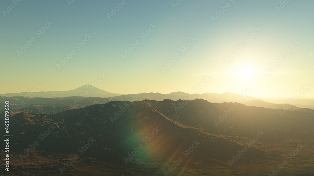 alien planet landscape sci fi spatial background, view from planet ...