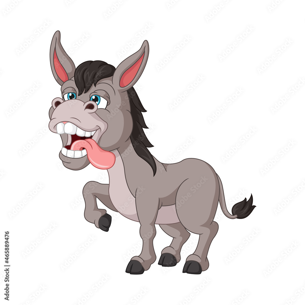 Crazy donkey cartoon on white background Stock Vector | Adobe Stock