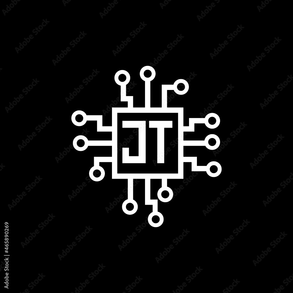 JT letter logo design on black background.JT creative initials letter ...