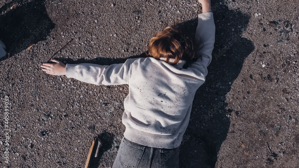 dead body the corpse of a murdered teenage girl found by drone in a ...