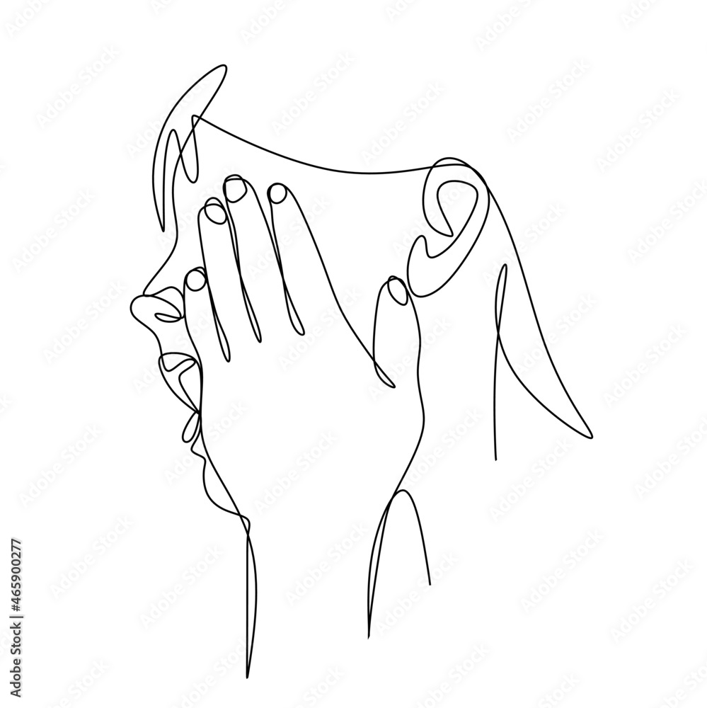 Vetor de Continuous Drawing With One Line Movement Of A Hand Slapping A ...