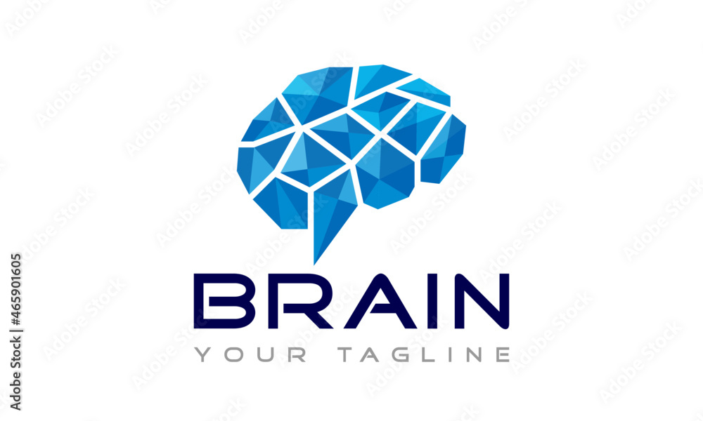 Polygonal Artificial Intelligence Brain Technology Logo Design Vector ...