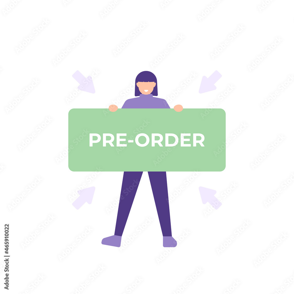 pre-order concept. shopping or ordering an item. illustration of a ...