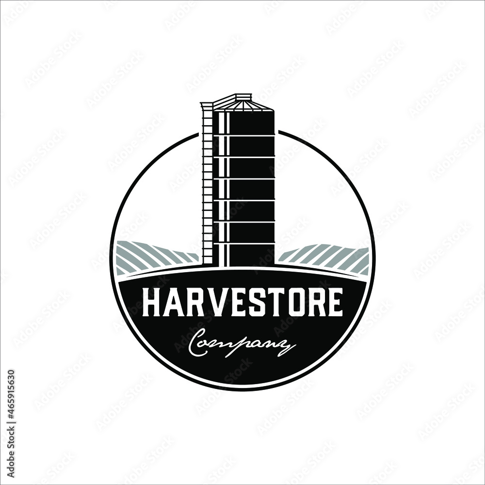 Harvestore silo logo with classic design style Stock Vector | Adobe Stock
